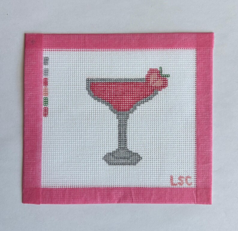 Margarita Needlepoint Canvas – 18 Mesh – Cocktail Design – Hand Painted ...