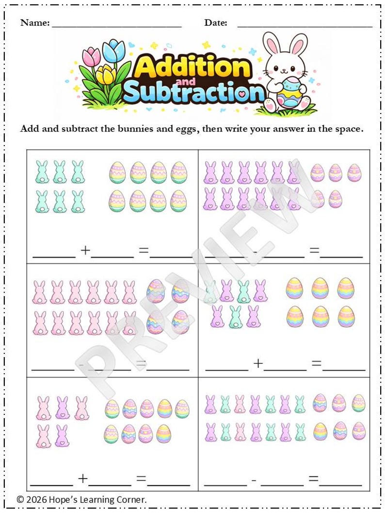 Easter Math Worksheets Grade 1-2 | Spring Math Pack | Addition ...
