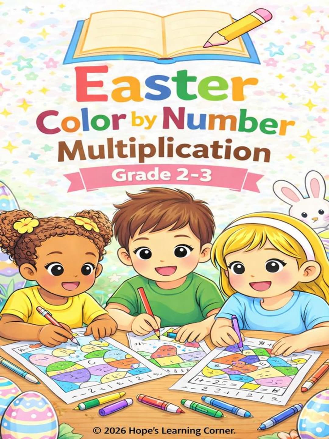 Easter Multiplication Color by Number Worksheets | Grade 2-3 Math Facts ...