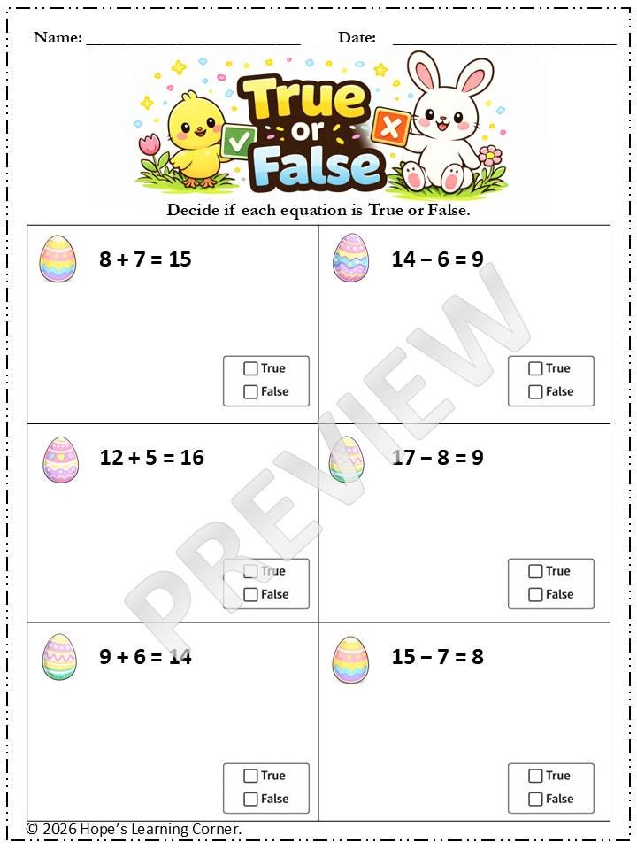 Easter Math Worksheets Grade 1-2 | Spring Math Pack | Addition ...