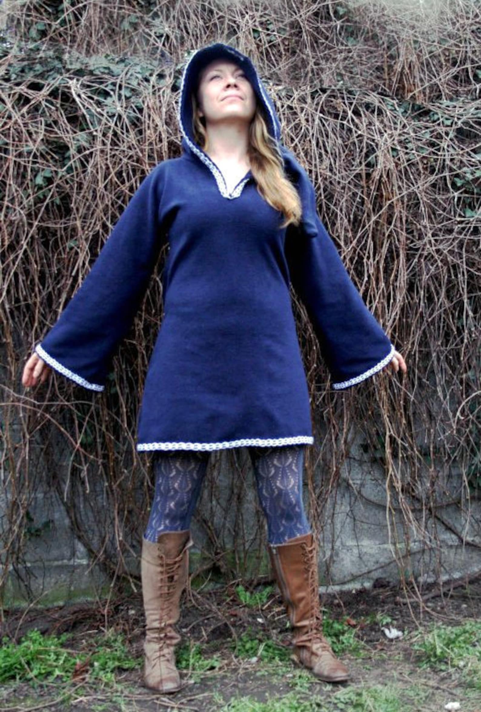 Festival Elf Dress - Medieval Womens Tunic With Pixie Pointy Hoodie ...