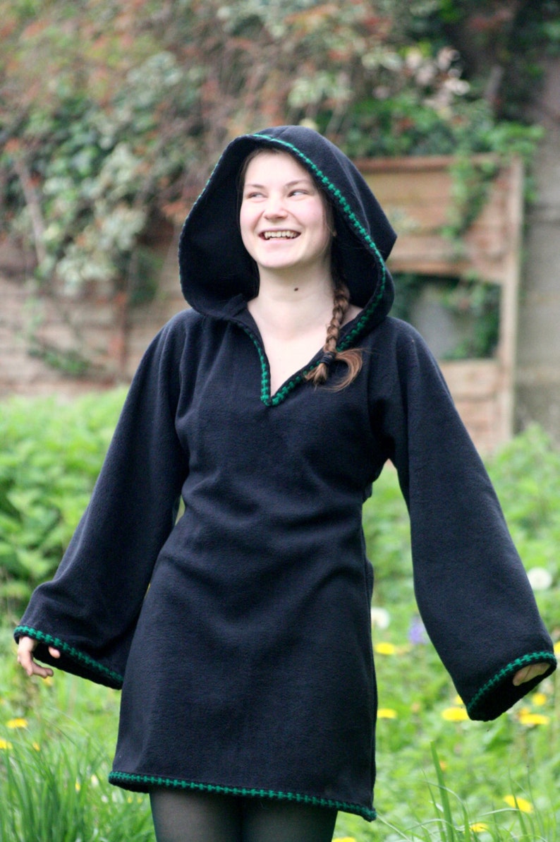 Gothic Dress Festival Elf Dress Medieval Tunic With Pixie Pointy Hood ...