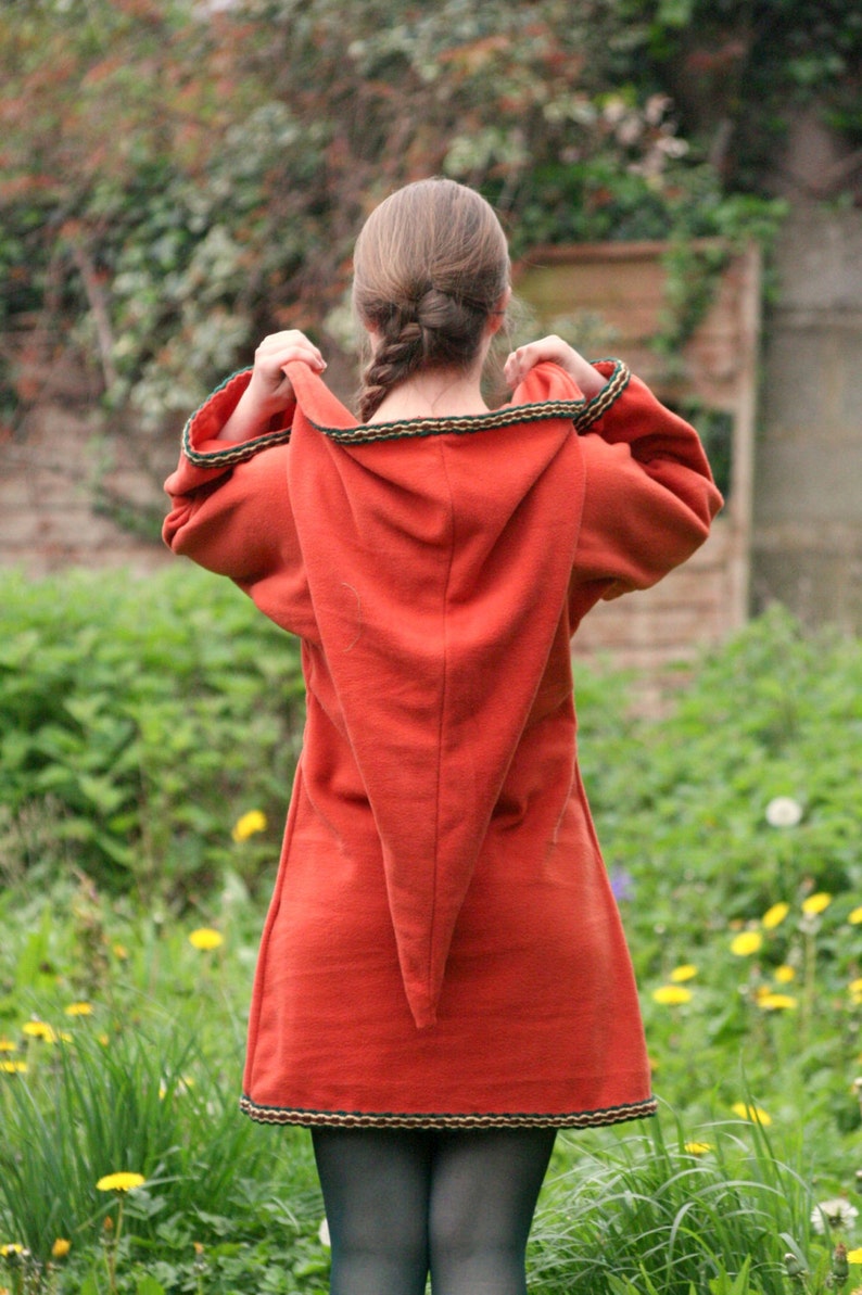 Festival Elf Dress - Medieval Womens Tunic With Pixie Pointy Hoodie in ...