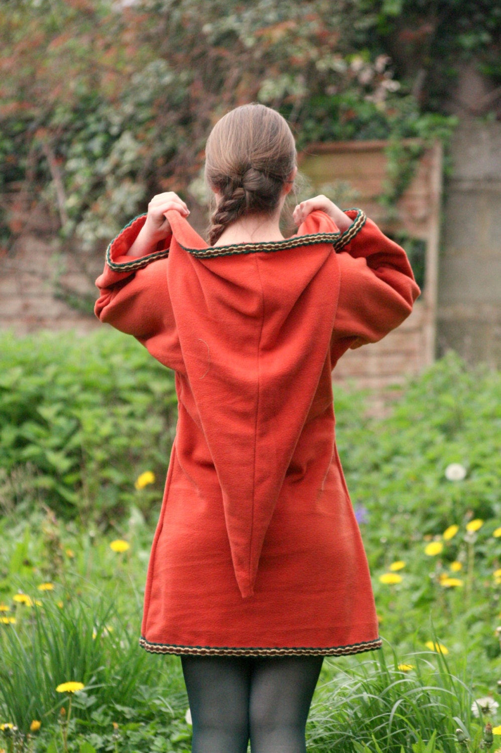 Festival Elf Dress - Medieval Womens Tunic With Pixie Pointy Hoodie in ...