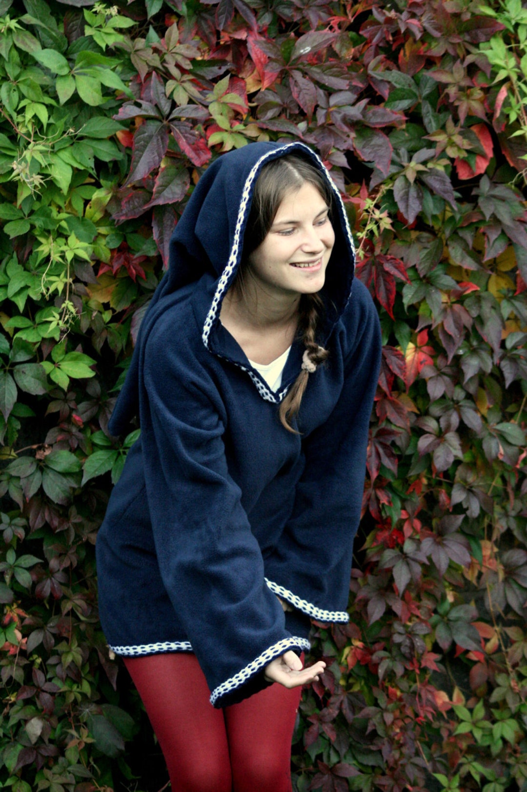 Festival Elf Dress - Medieval Womens Tunic With Pixie Pointy Hoodie ...