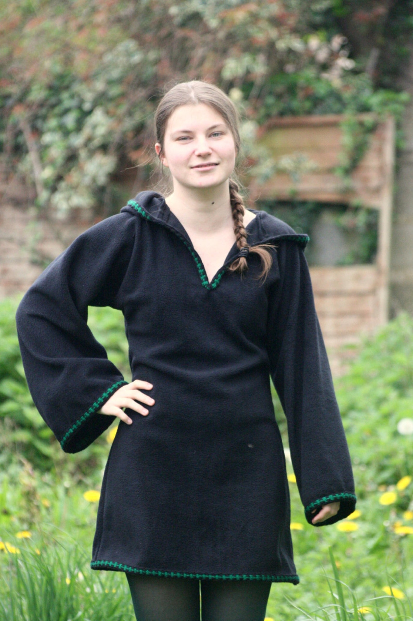 Gothic Dress Festival Elf Dress Medieval Tunic With Pixie Pointy Hood ...