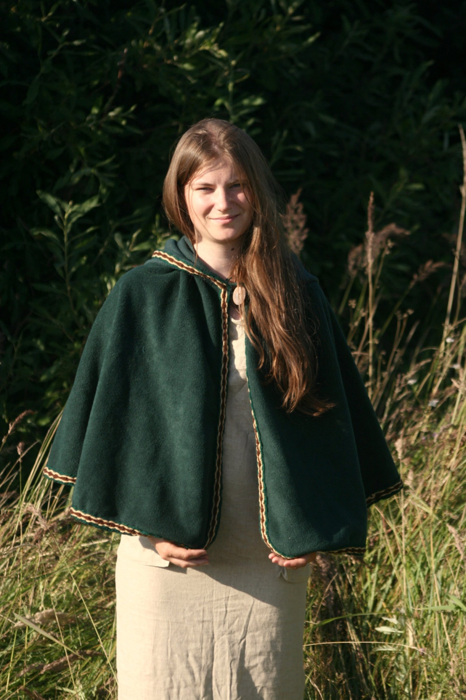 Green Hooded Cape Hooded Capelet Hooded Cloak Medieval Cape Game of Thrones Cape Elven Capelet ...