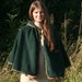 Green Hooded Cape Hooded Capelet Hooded Cloak Medieval Cape Game of Thrones Cape Elven Capelet ...