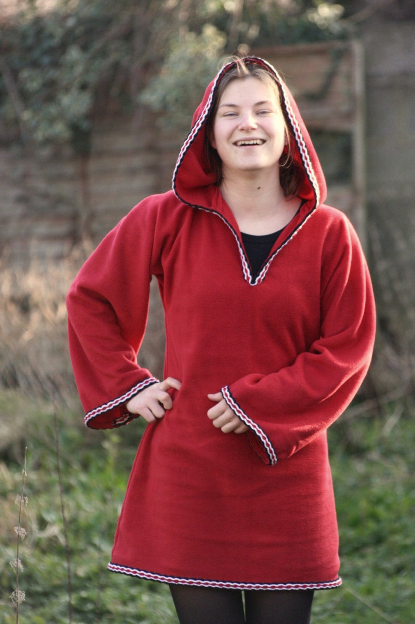 Festival Elf Dress - Medieval Womens Tunic With Pixie Pointy Hoodie in ...