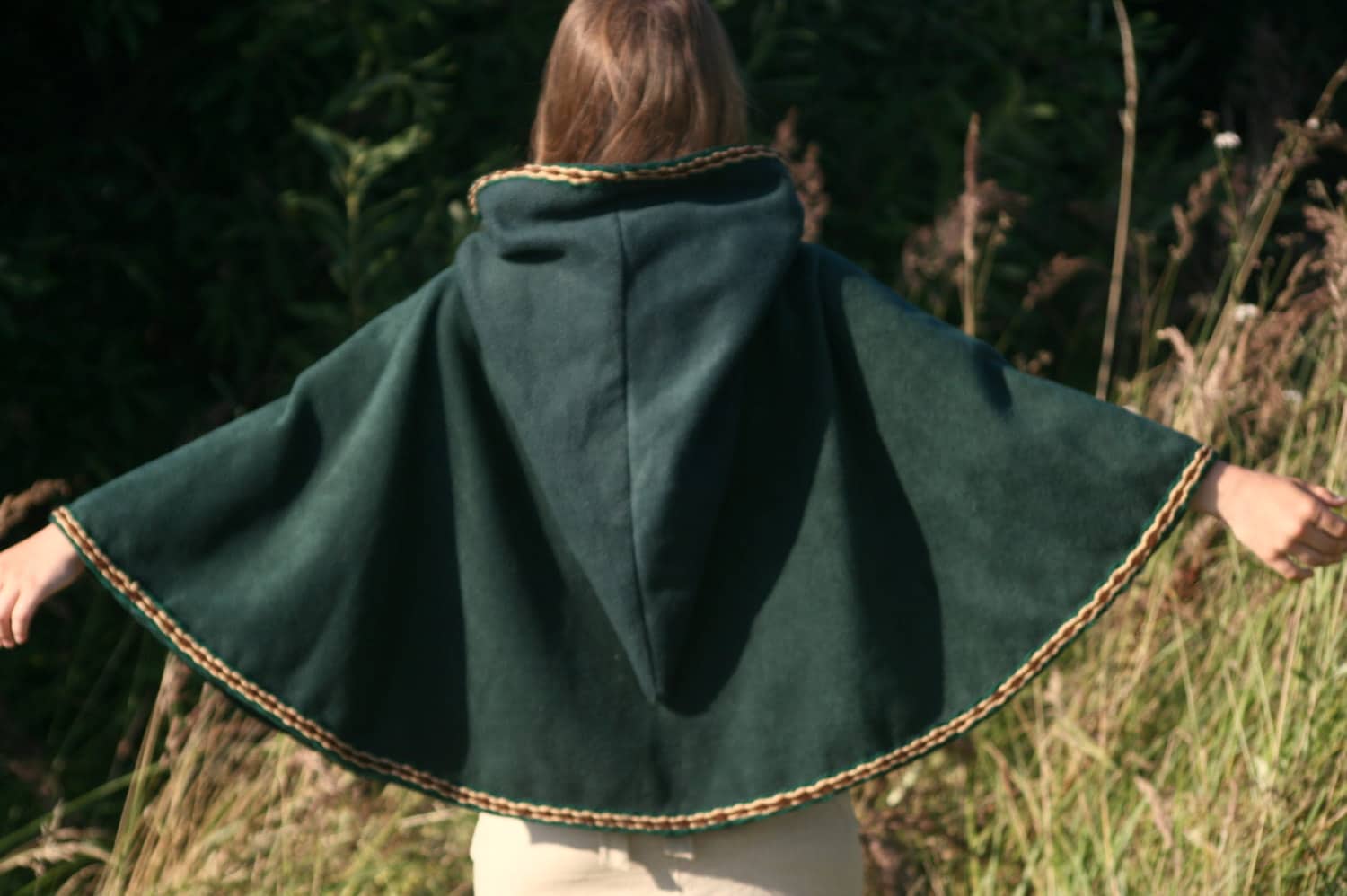 Green hooded cape hooded capelet hooded cloak medieval - Etsy Polska