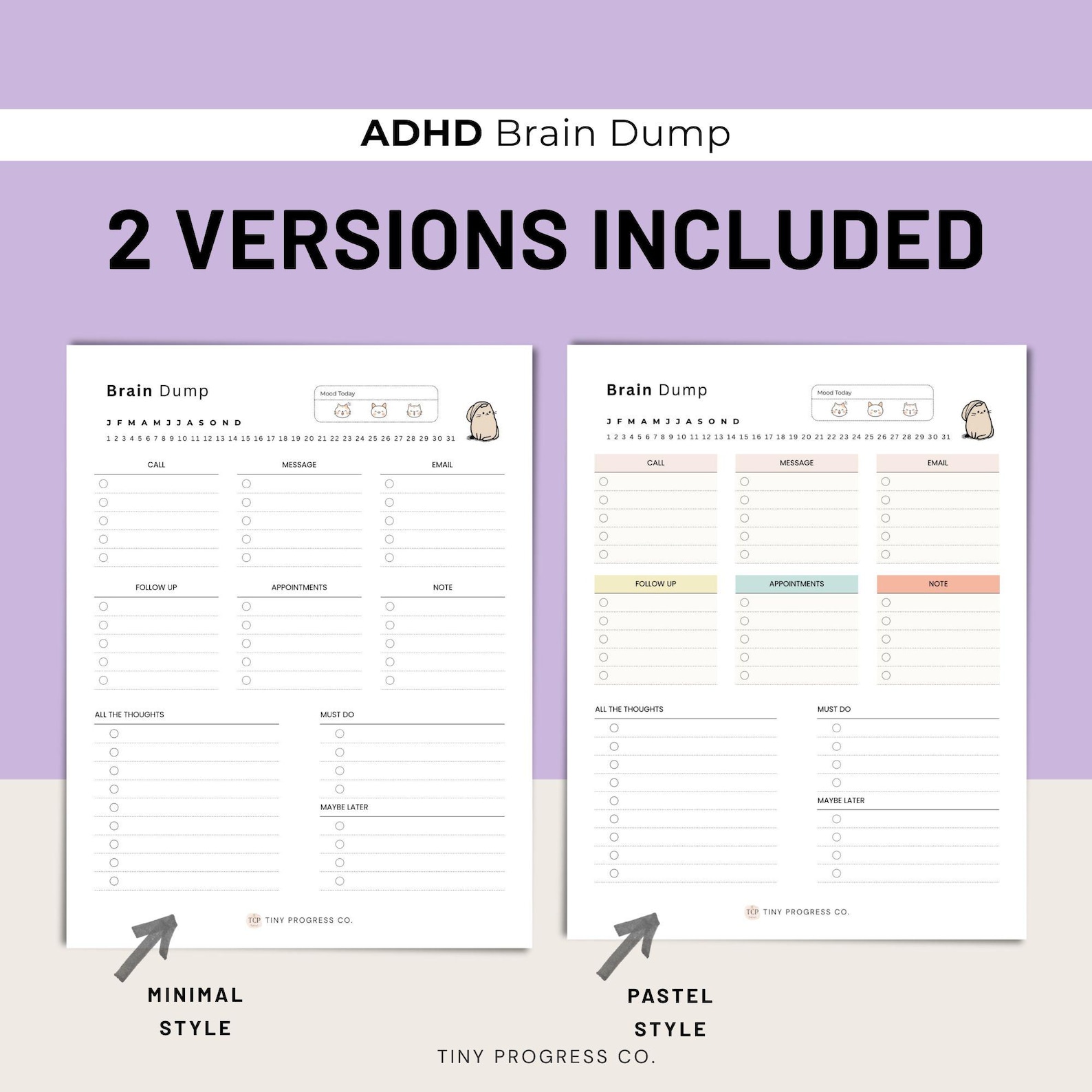 ADHD Productivity Planner Printable – Brain Dump and Priority Matrix ...