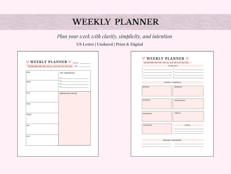 ADHD Weekly Planner | Fillable PDF in Adobe | Undated Printable Life ...