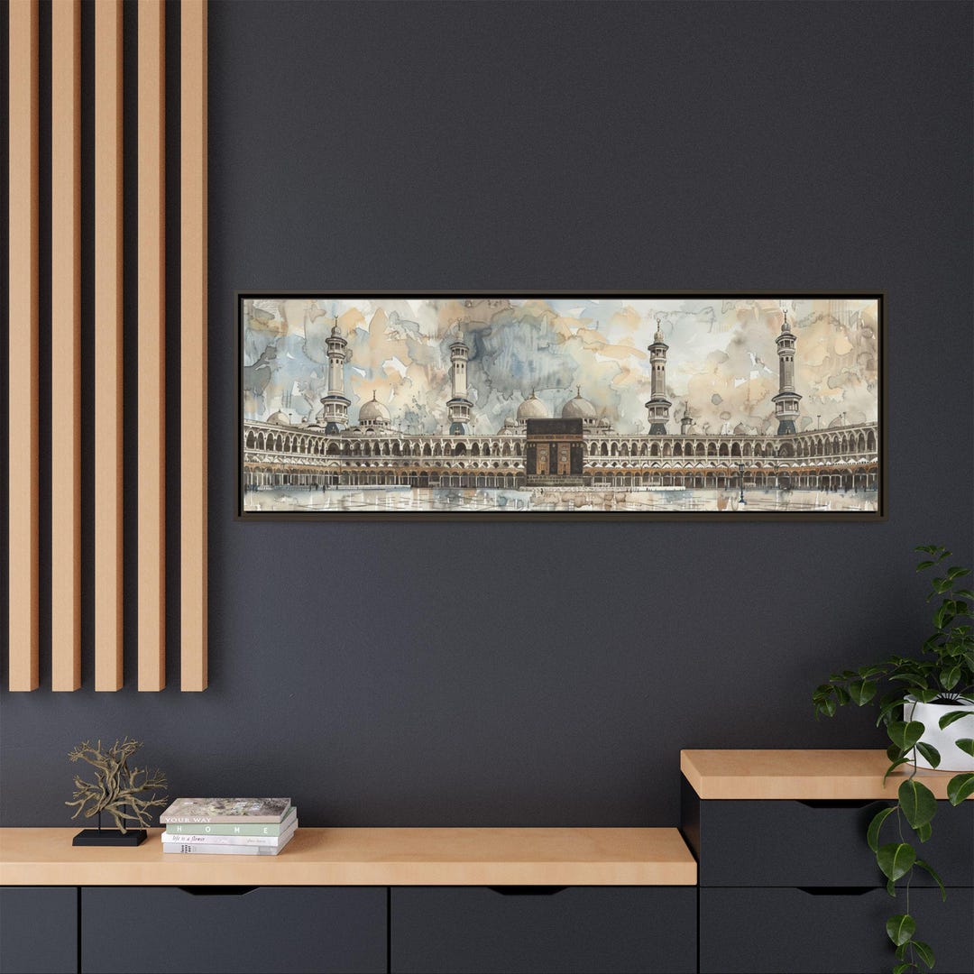 Kaaba Mecca Watercolor Print, Masjid Al-haram Canvas Decor, Islamic ...