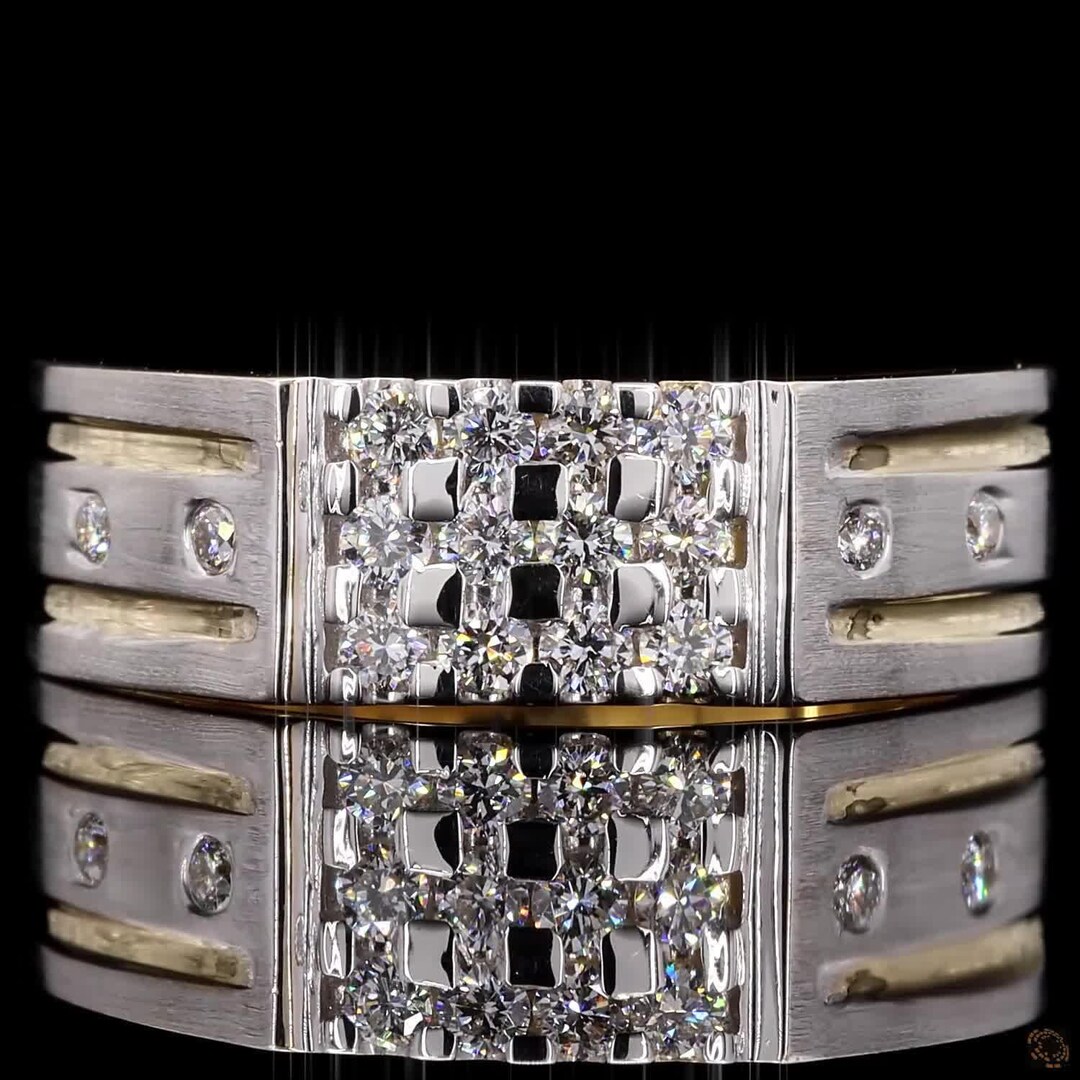 Zentrix Grid Men's Engagement Ring: Round Cut 925 Sterling Silver ...