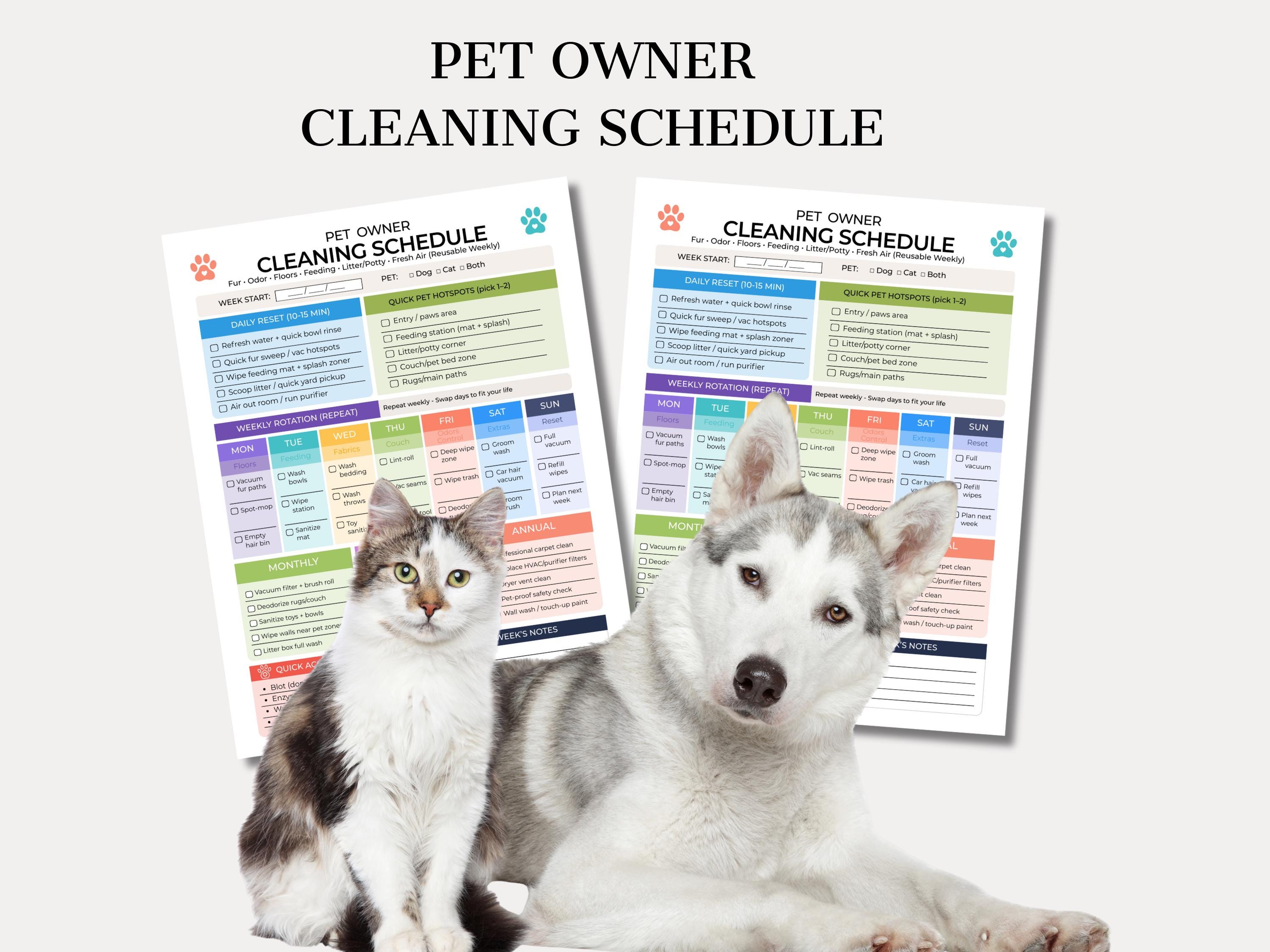 Pet Cleaning Schedule Printable, ADHD Cleaning Planner, Chore Chart ...