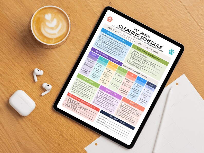 Pet Cleaning Schedule Printable, ADHD Cleaning Planner, Chore Chart ...