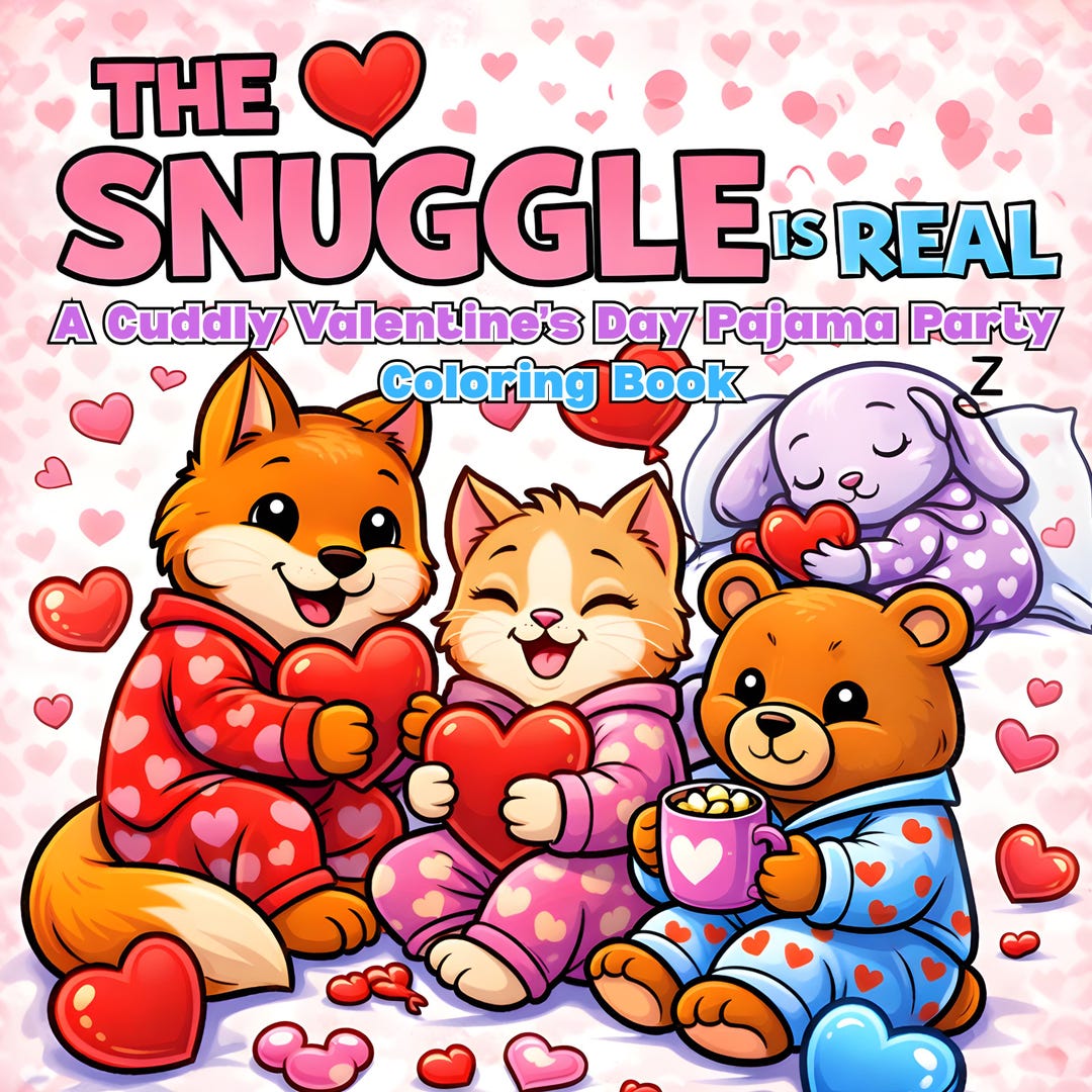The Snuggle is Real Valentine's Day Digital Coloring Book, PDF Instant ...