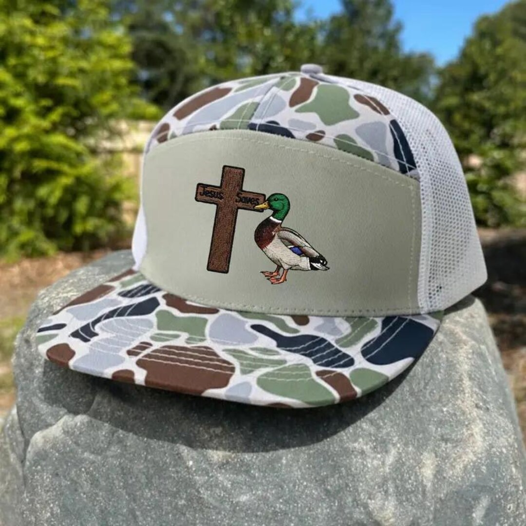 Jesus Saves Mallard Duck Hat - Christian Hunting Camo Trucker Cap ...
