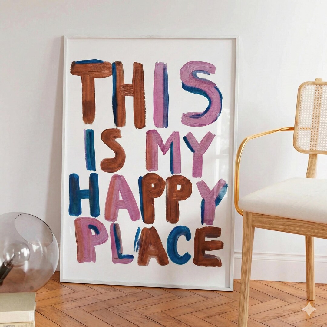 This is My Happy Place Art Print | Colorful Brushstrokes Poster - Etsy
