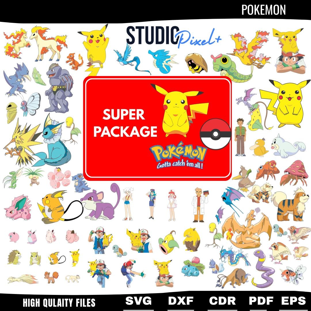 Pokemon Svg Bundle, Pokemon Clipart and Png Stickers, Cut Files for ...