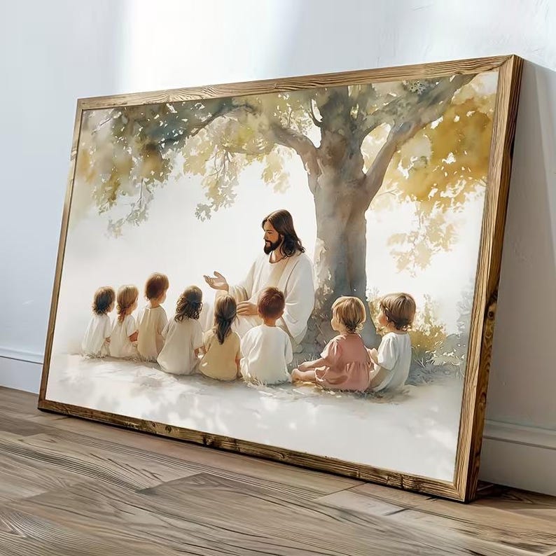 European Religious the Godfather & Children Christian Wall Art Jesus ...