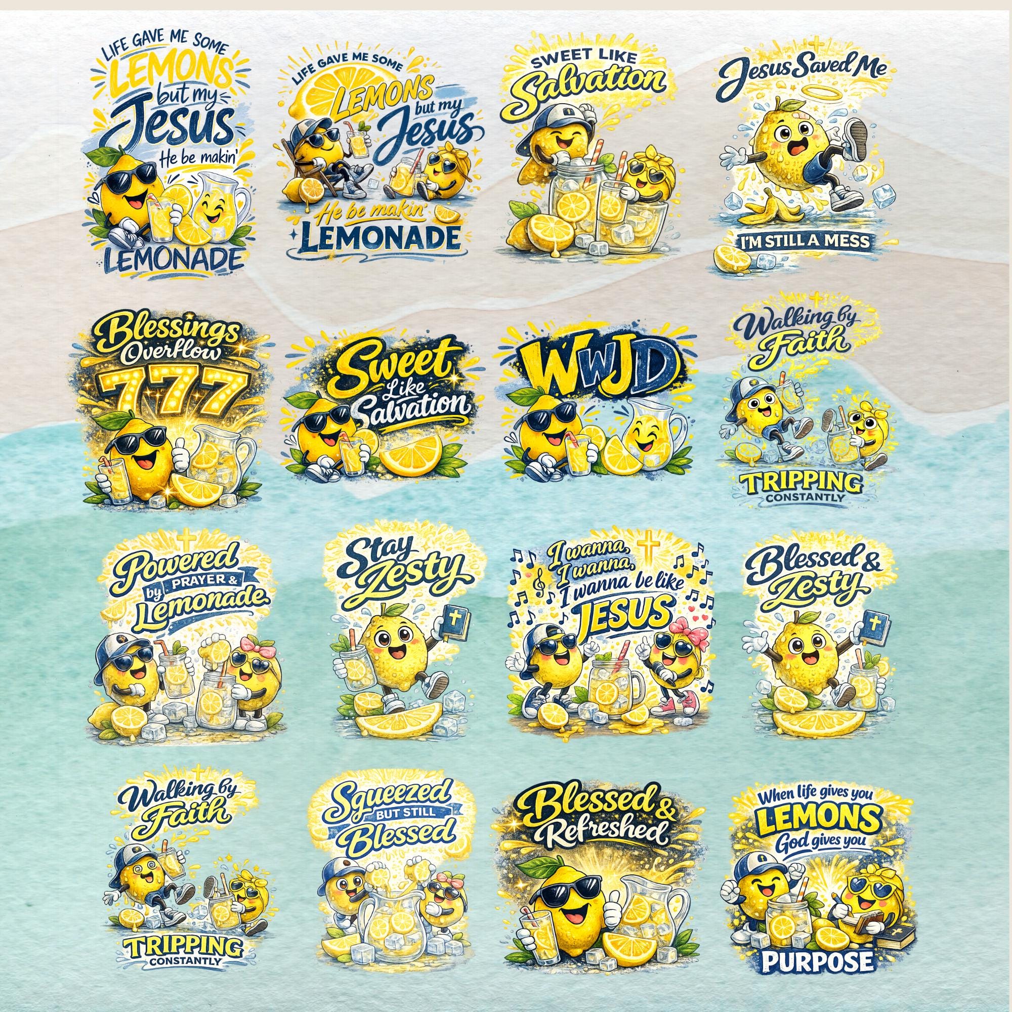 Christian PNG Bundle | 16 Cute Lemon Clipart | Faith Lemonade PNG ...