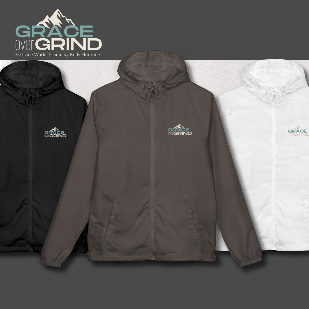 Grace Over Grind Windbreaker Jacket | Lightweight, Quick-dry, Hooded ...
