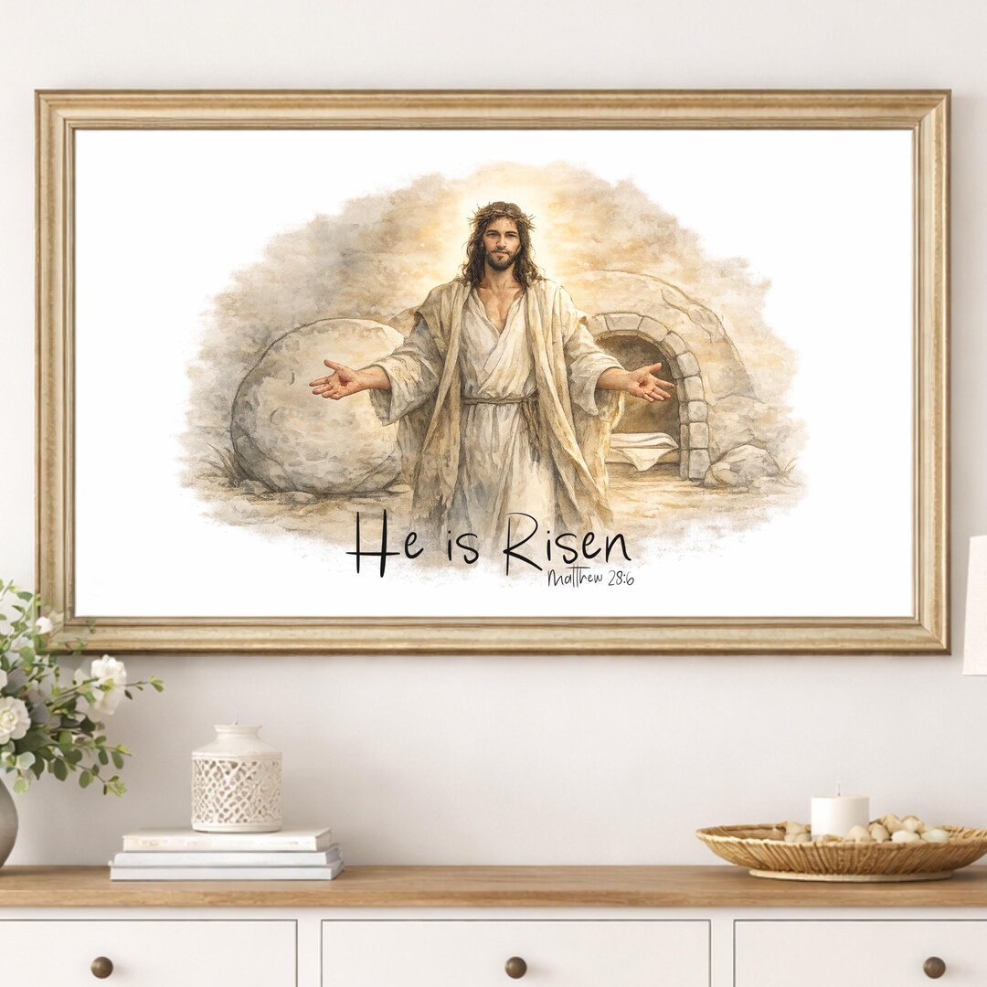 Christian Wall Art | He is Risen | Resurrection Art Print | Matthew 28: ...