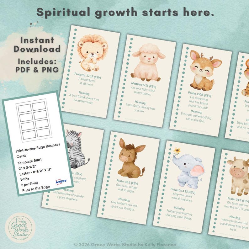 Bible Study | Kids Scripture Cards Printable (ESV) | Christian Memory ...