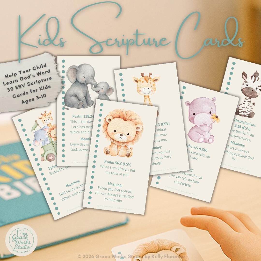 Bible Study | Kids Scripture Cards Printable (ESV) | Christian Memory ...