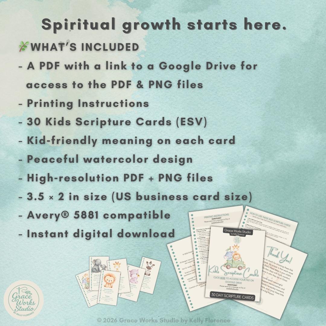 Bible Study | Kids Scripture Cards Printable (ESV) | Christian Memory ...