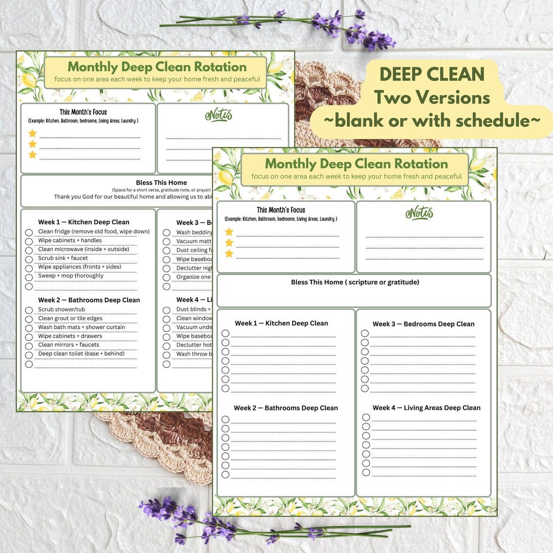 Lemon Themed Cleaning Schedule, Meal Prep, Grocery List (PDF) - Etsy