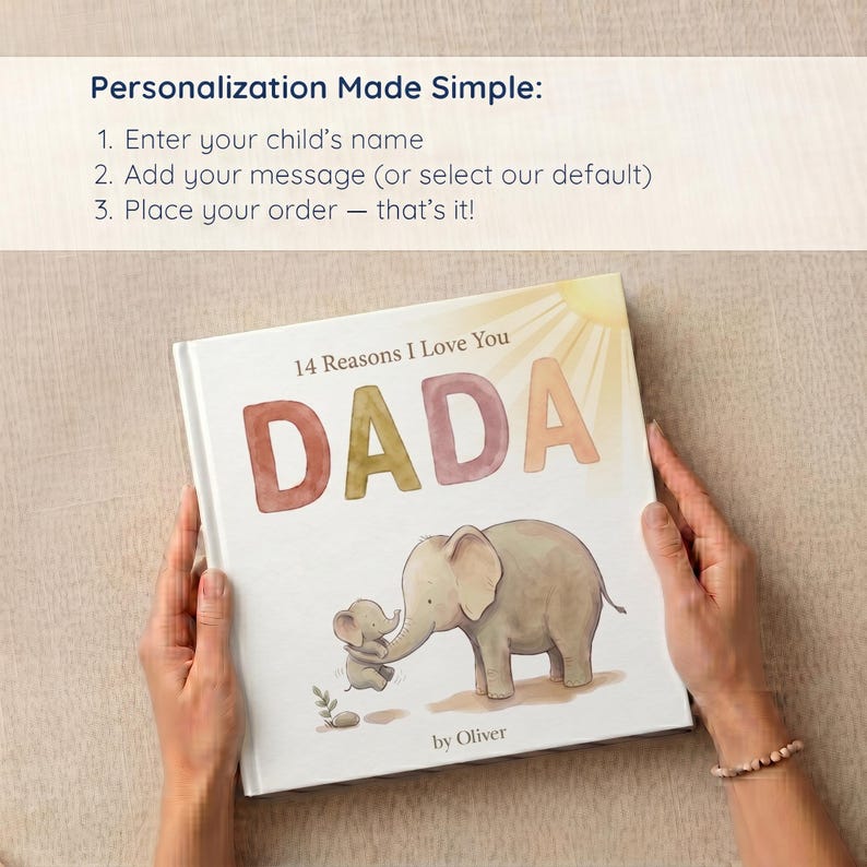 Gift for Dad From Kids, Personalized Bear Book, 14 Reasons I Love You ...