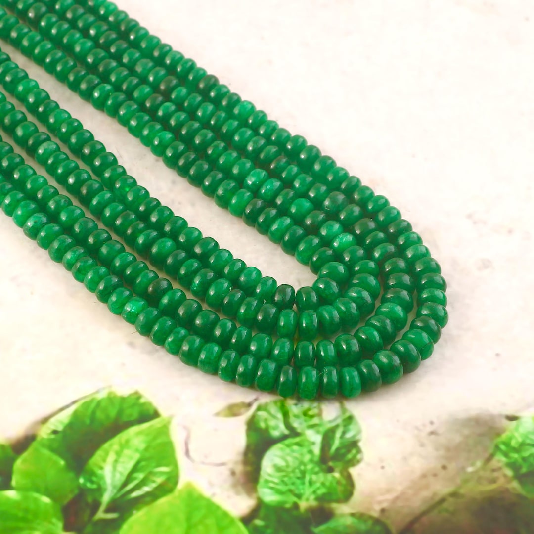Natural Emerald Beads From Zambia | Smooth Rondelle AAA+ Emerald ...