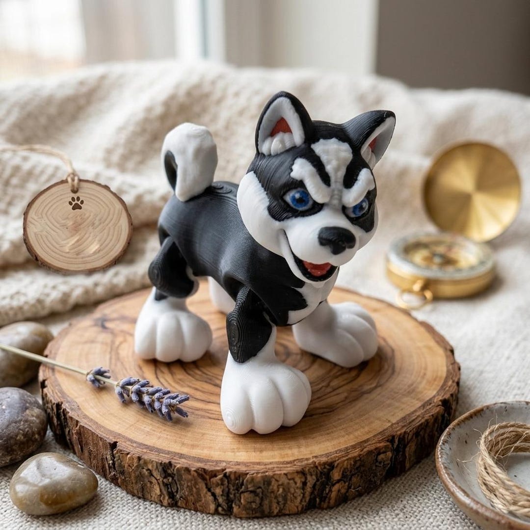 Articulated Husky Dog Figure – 3D Printed Toy, Dog Lover Gift, Desk ...