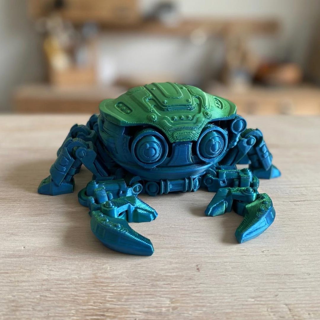 Articulated Mechanical Crab Fidget Toy, Dual-color Silk Filament Mecha ...