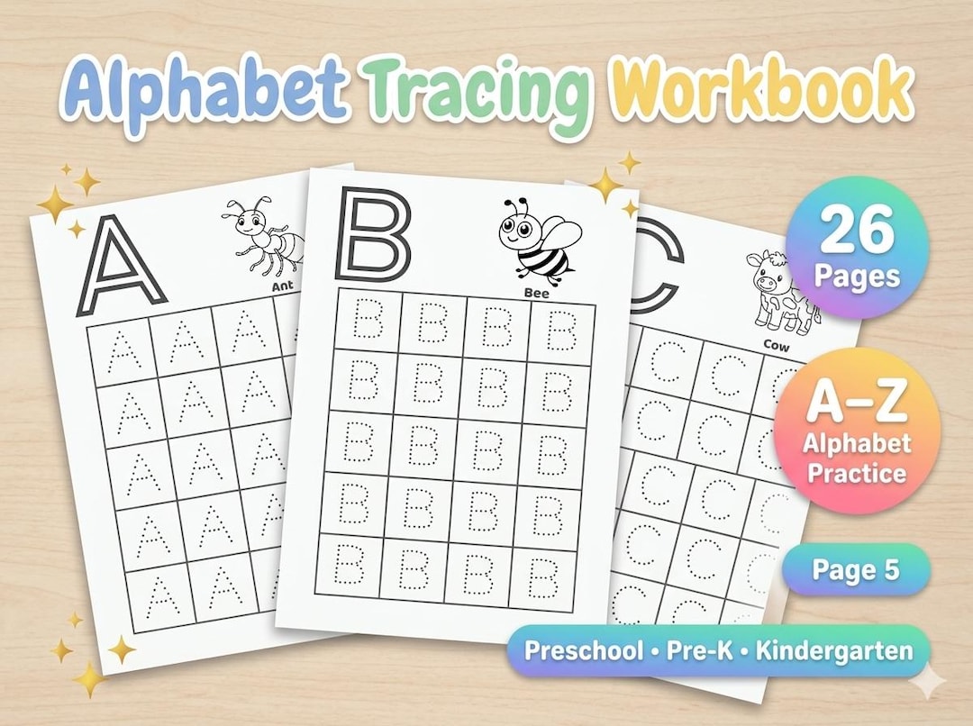 Alphabet Tracing Worksheets A to Z Letter for Toddlers & Preschoolers ...