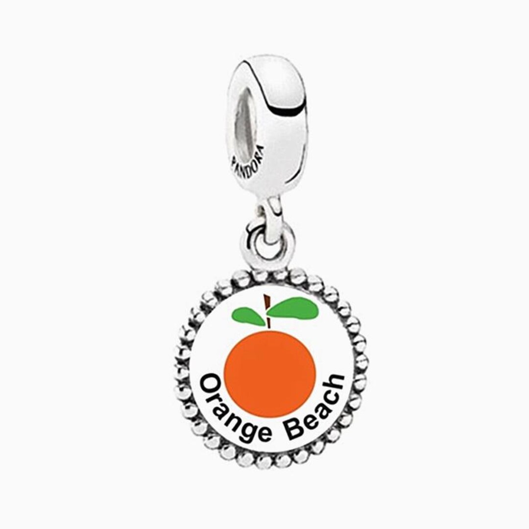 Pandora S925 Sterling Silver Orange Beach Dangle Charm Enamel Pendant ...