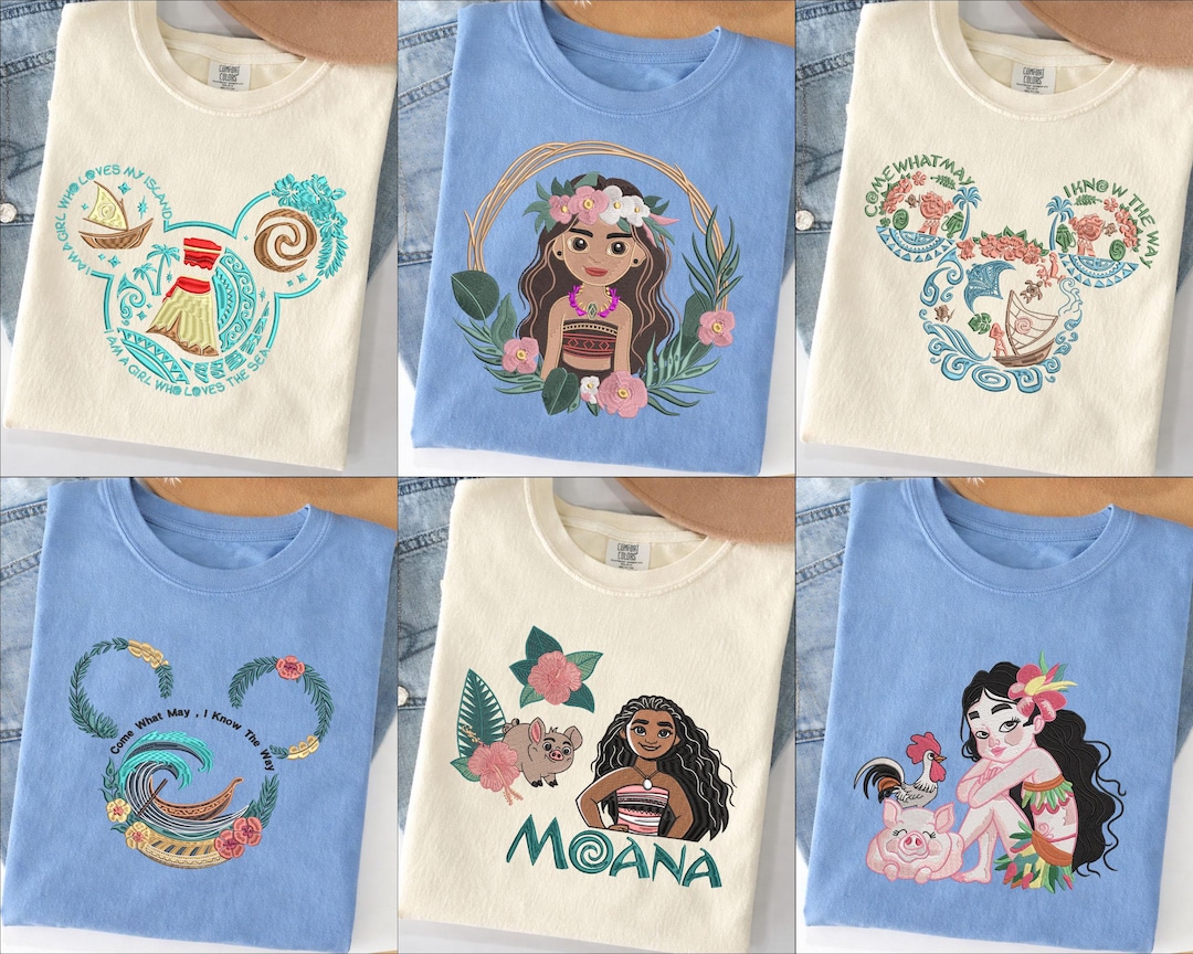 Moana Embroidery Design Bundle, Cute Princess Pua Heihei Machine ...