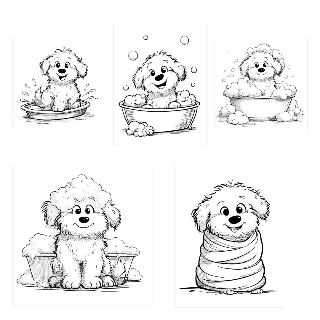 Dog Coloring Pages Groomer – Flocke Bath Time – 5 Printable Coloring ...