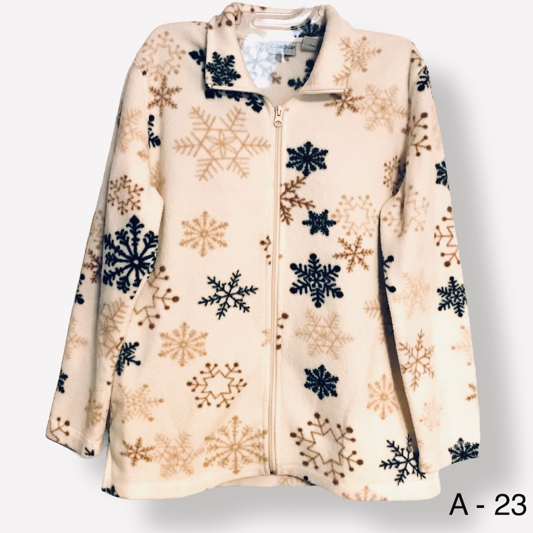 Ugly Christmas Jacket Snowflake Ivory Fleece Womens Full Zip - Etsy