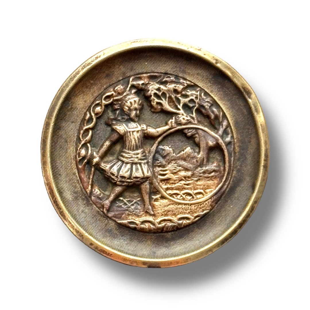 Vintage Antique Collectible Brass Button Hoop Rolling 1.368” Diameter ...