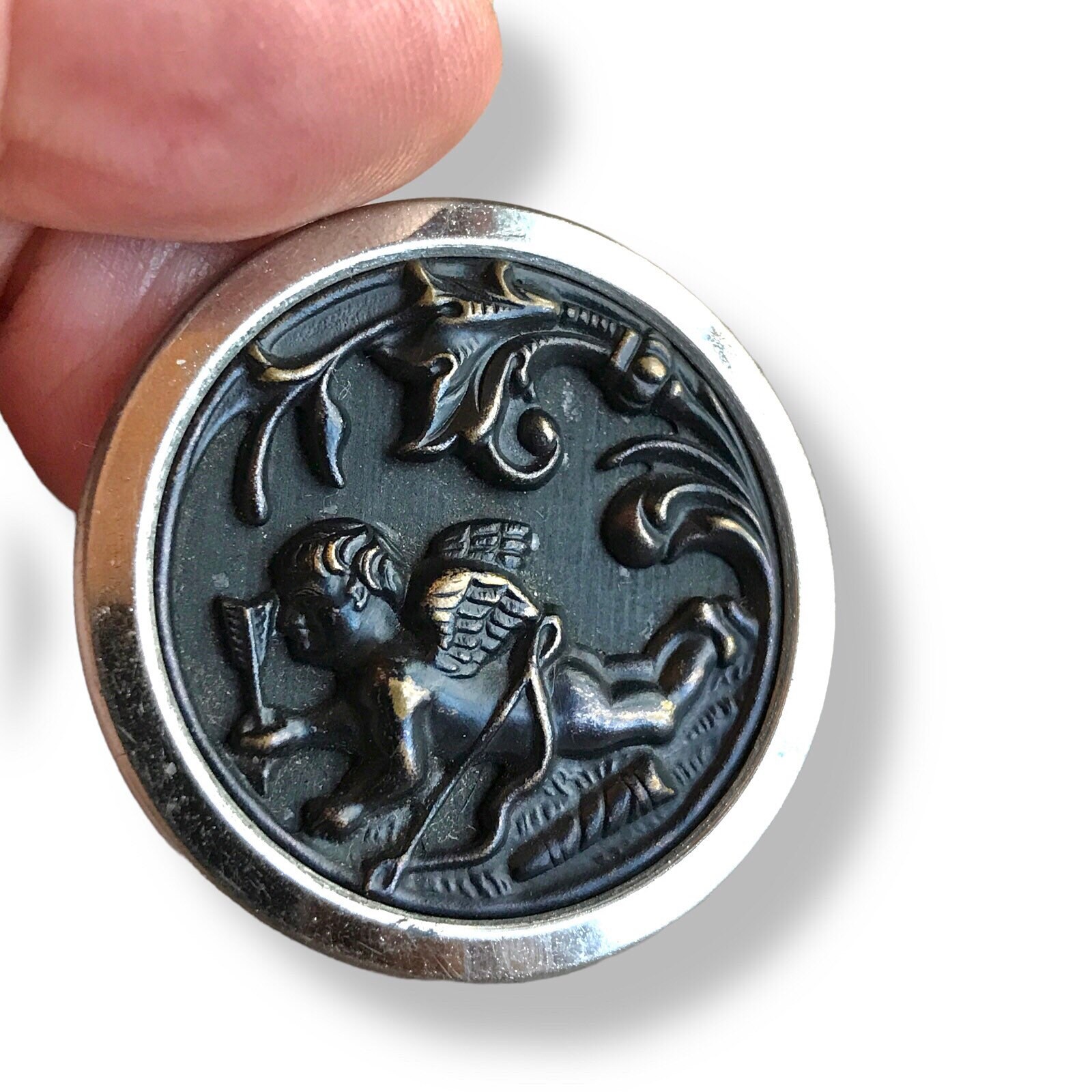 Vintage Victorian Antique Brass Button Cupid at Rest - Etsy