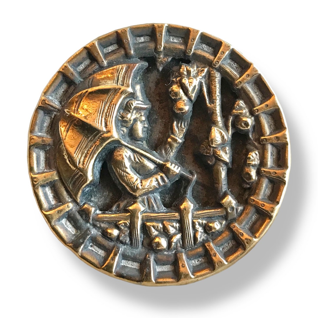 Vintage Victorian Stamped Brass Button Fanny Davenport With Parasol and ...