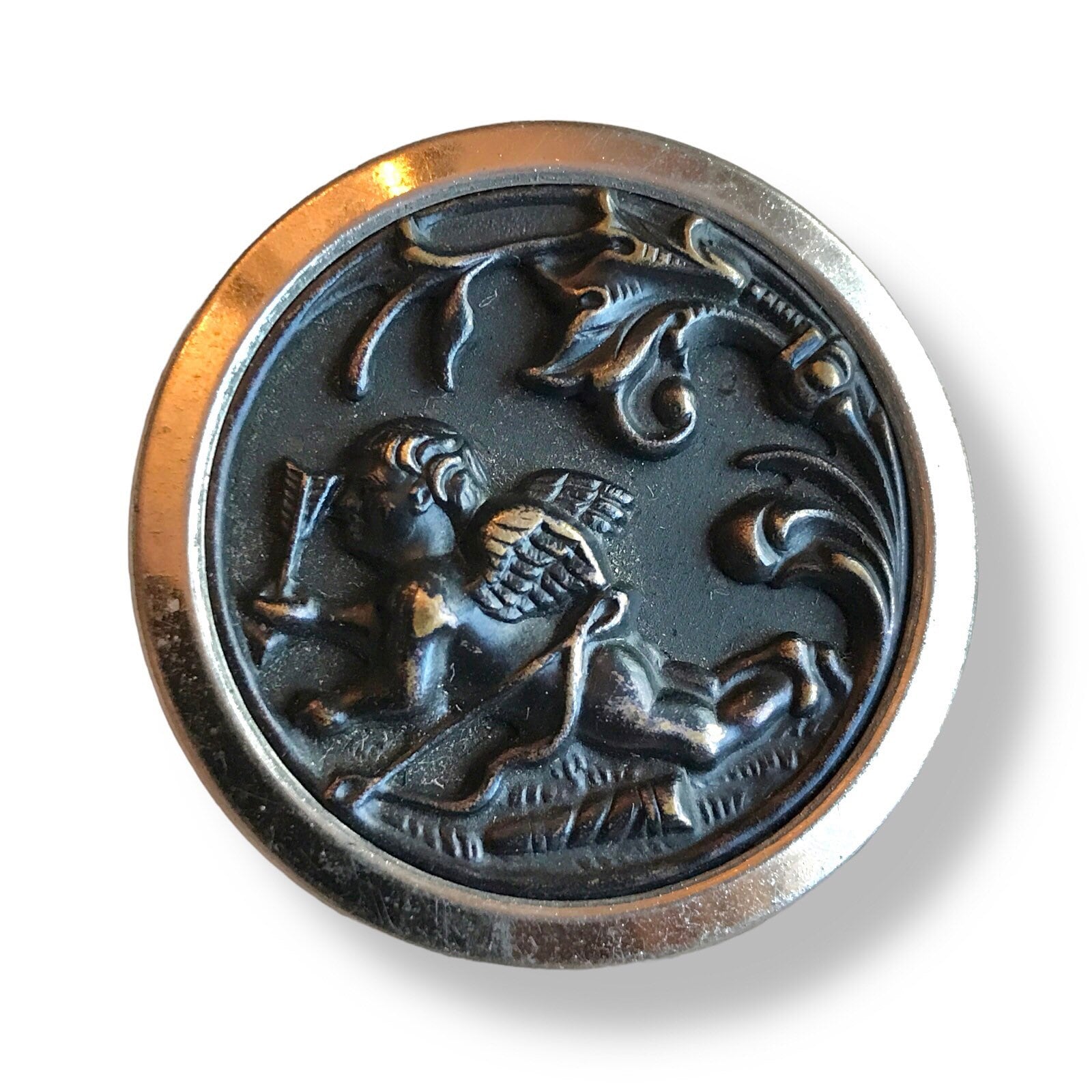 Vintage Victorian Antique Brass Button Cupid at Rest - Etsy