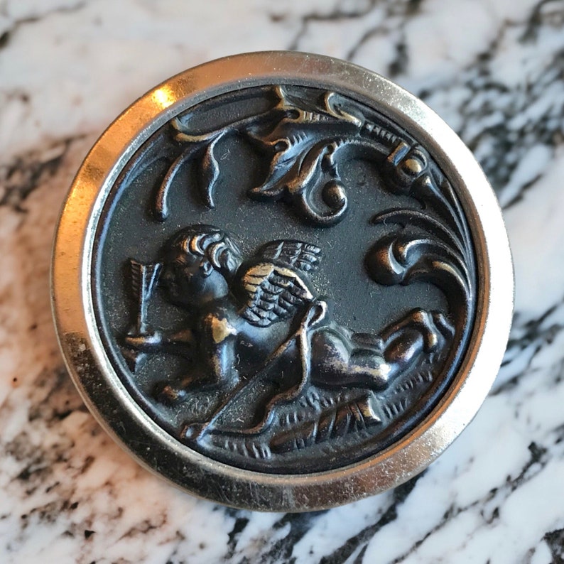 Vintage Victorian Antique Brass Button Cupid at Rest - Etsy