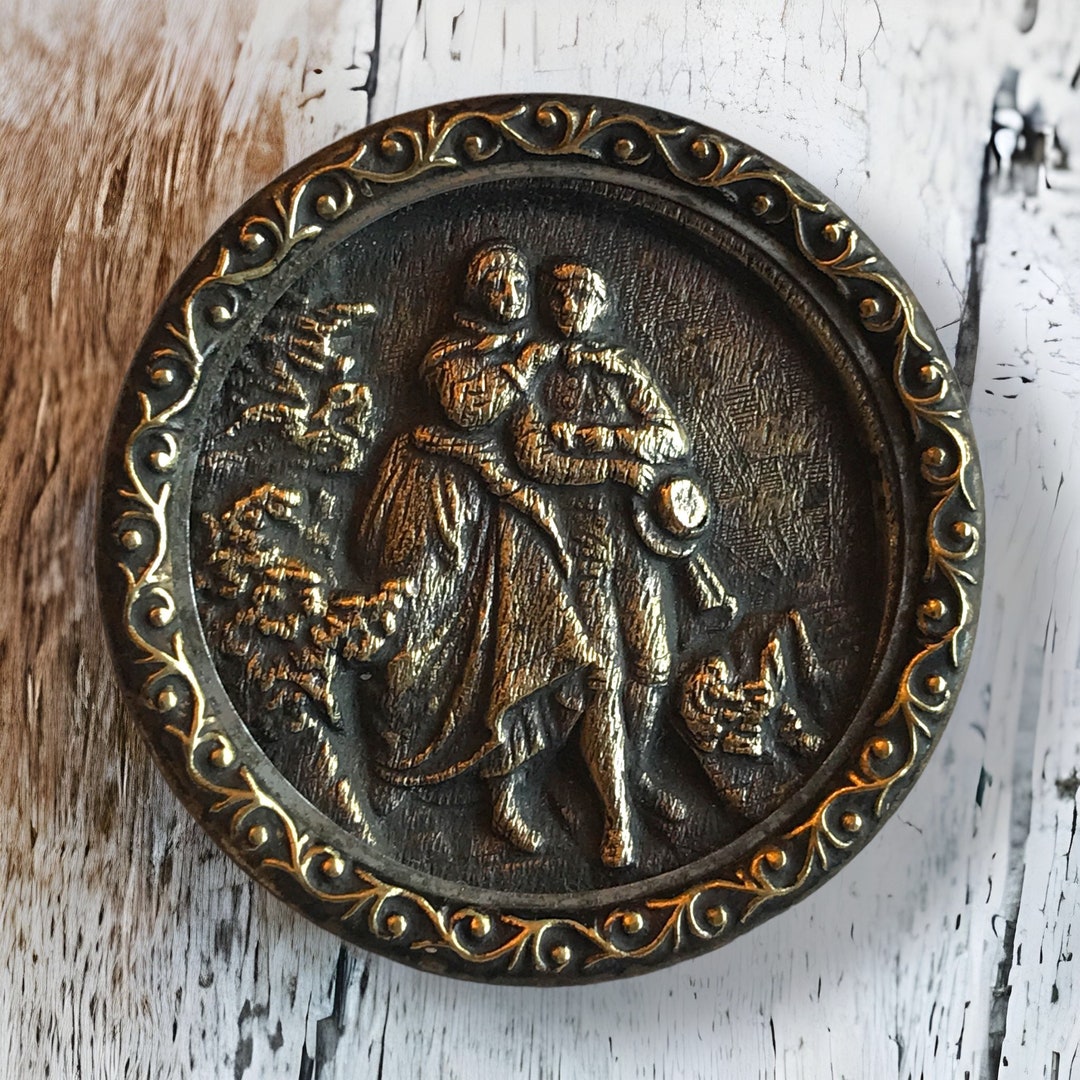 Victorian Vintage Antique Brass Button Lucy and Edgar at the - Etsy