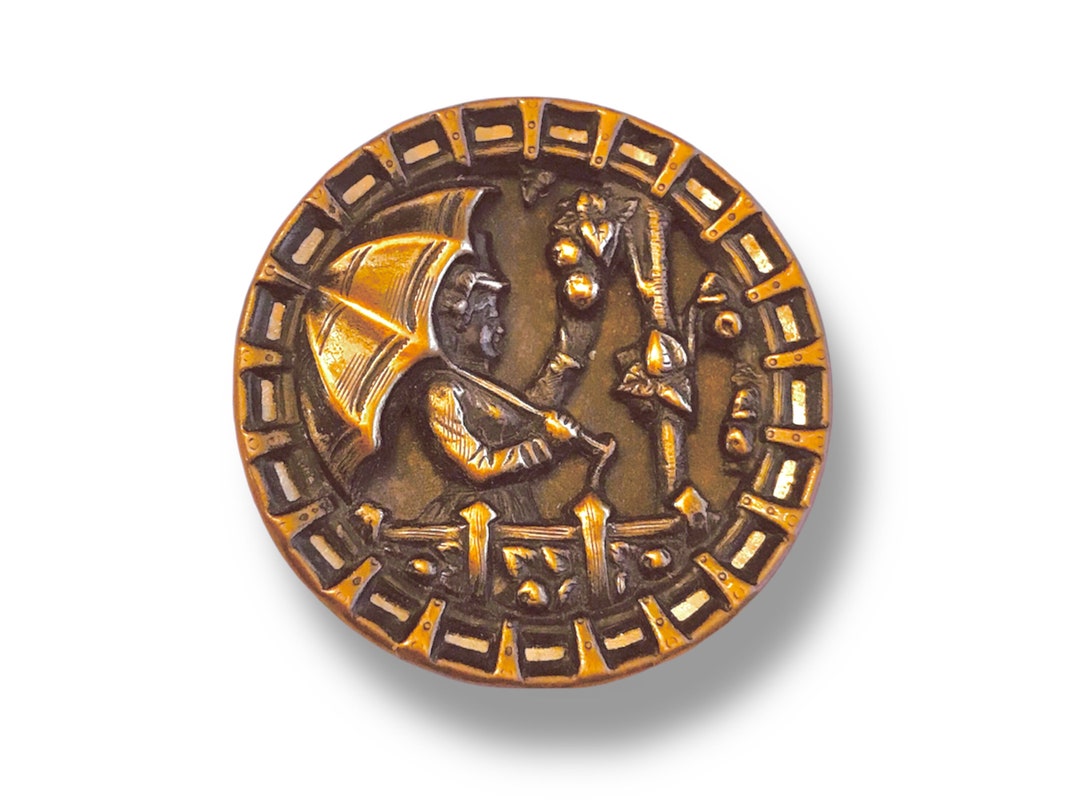 Victorian Vintage Brass Picture Button Fanny Davenport With Parasol and ...