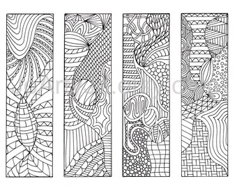 Coloring Bookmarks to Print 12 Zentangle Inspired Printable | Etsy