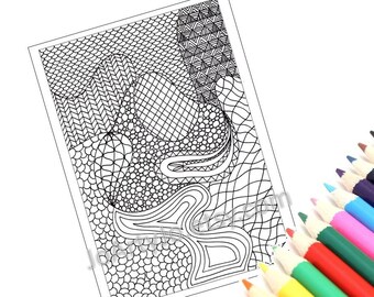 Printable Coloring Page Zentangle Inspired Coloring Pattern | Etsy
